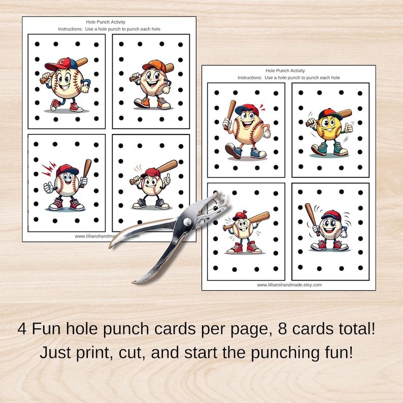 Baseball Hole Punch Activities Preschool, Fine Motor Skills Activity ...