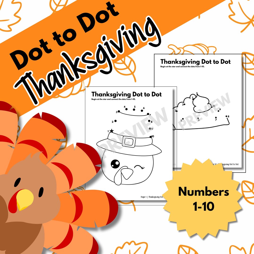 Thanksgiving Dot to Dot Worksheets | Number Recognition and Fine Motor ...