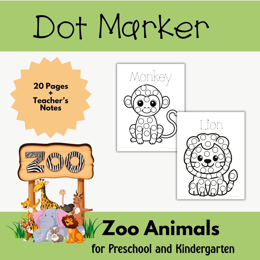Zoo Animals Dot Marker Pages for Preschool and Kindergarten - Etsy