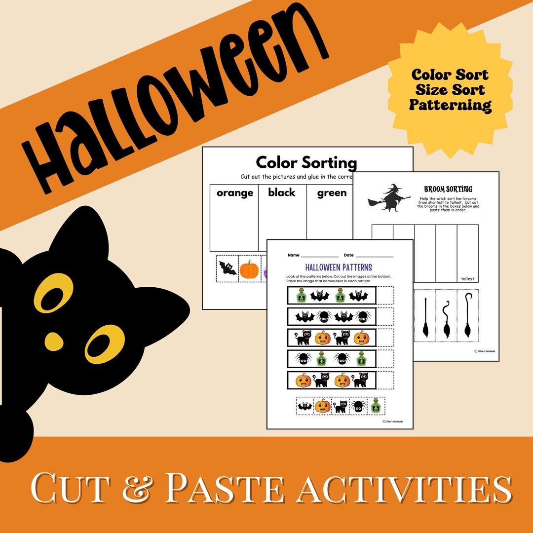 Halloween Cut & Paste Activities for Preschool Through Kindergarten ...