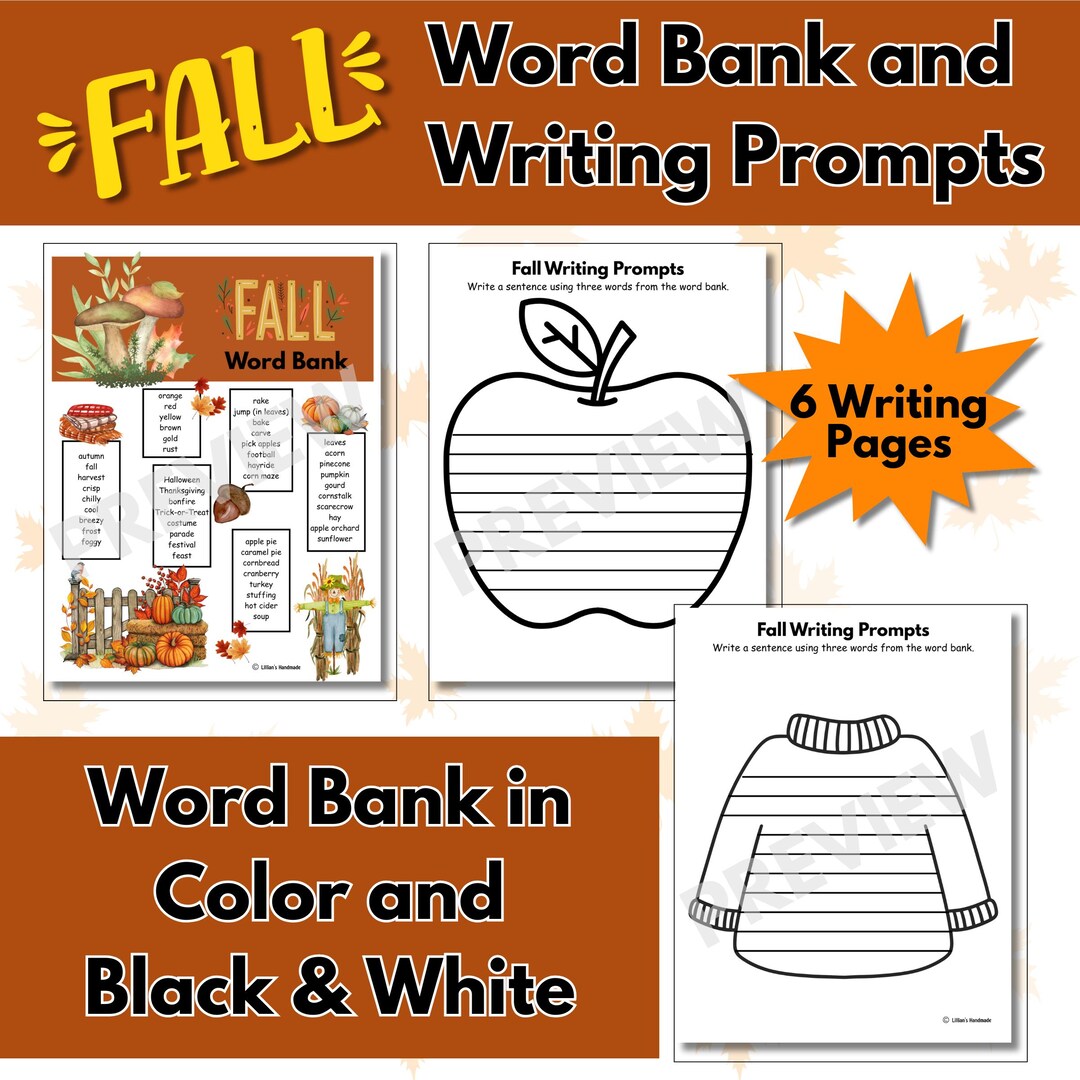 Fall Word Bank | Autumn Vocabulary Chart for Preschool Through ...