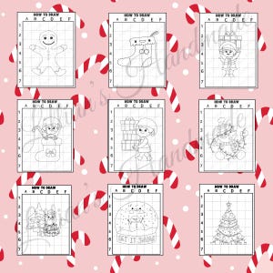 Grid Drawing, How to Draw Using Grids, Christmas Theme, 31 Drawings ...