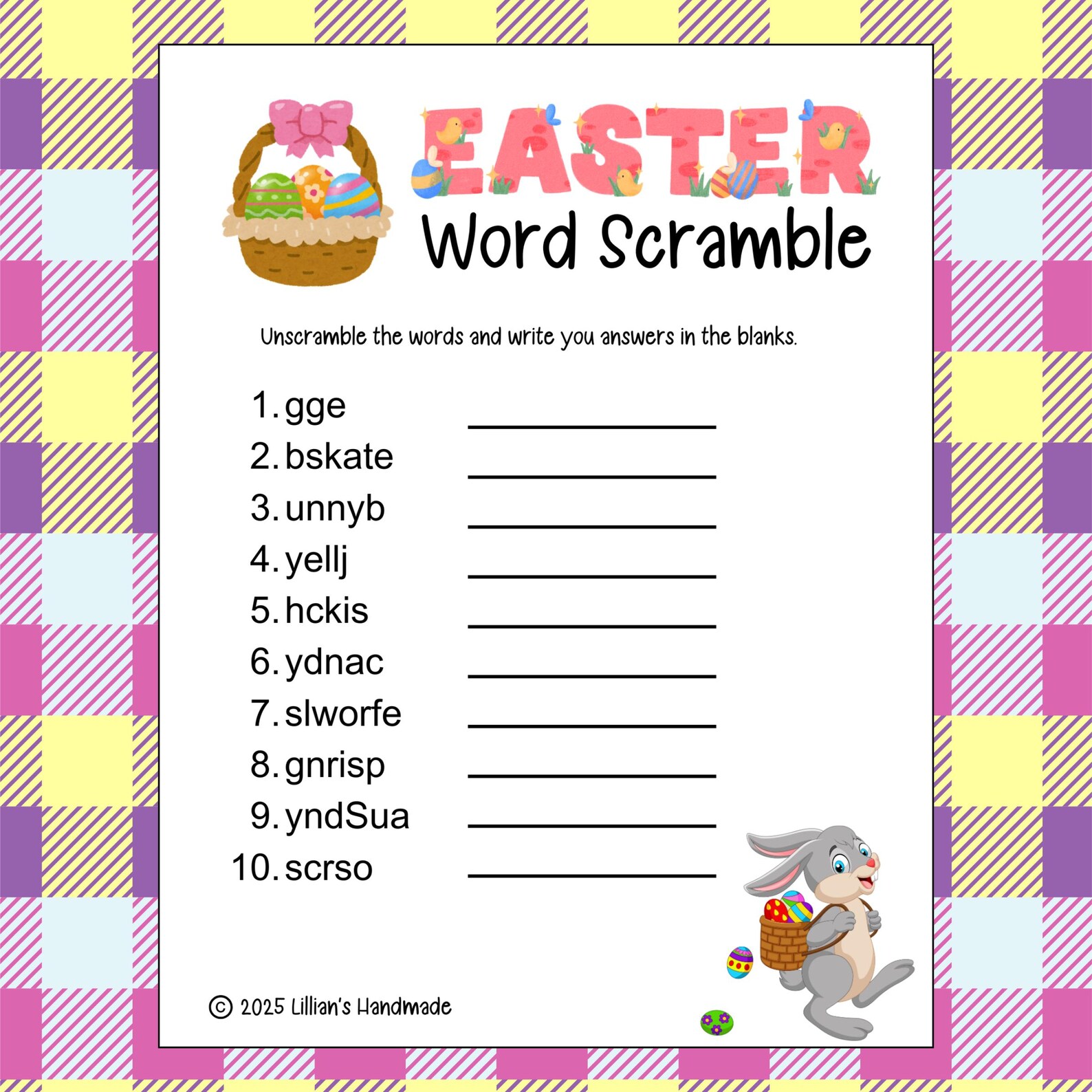 Easter Word Scramble Game, Printable Easter Games, Easter Word Games ...