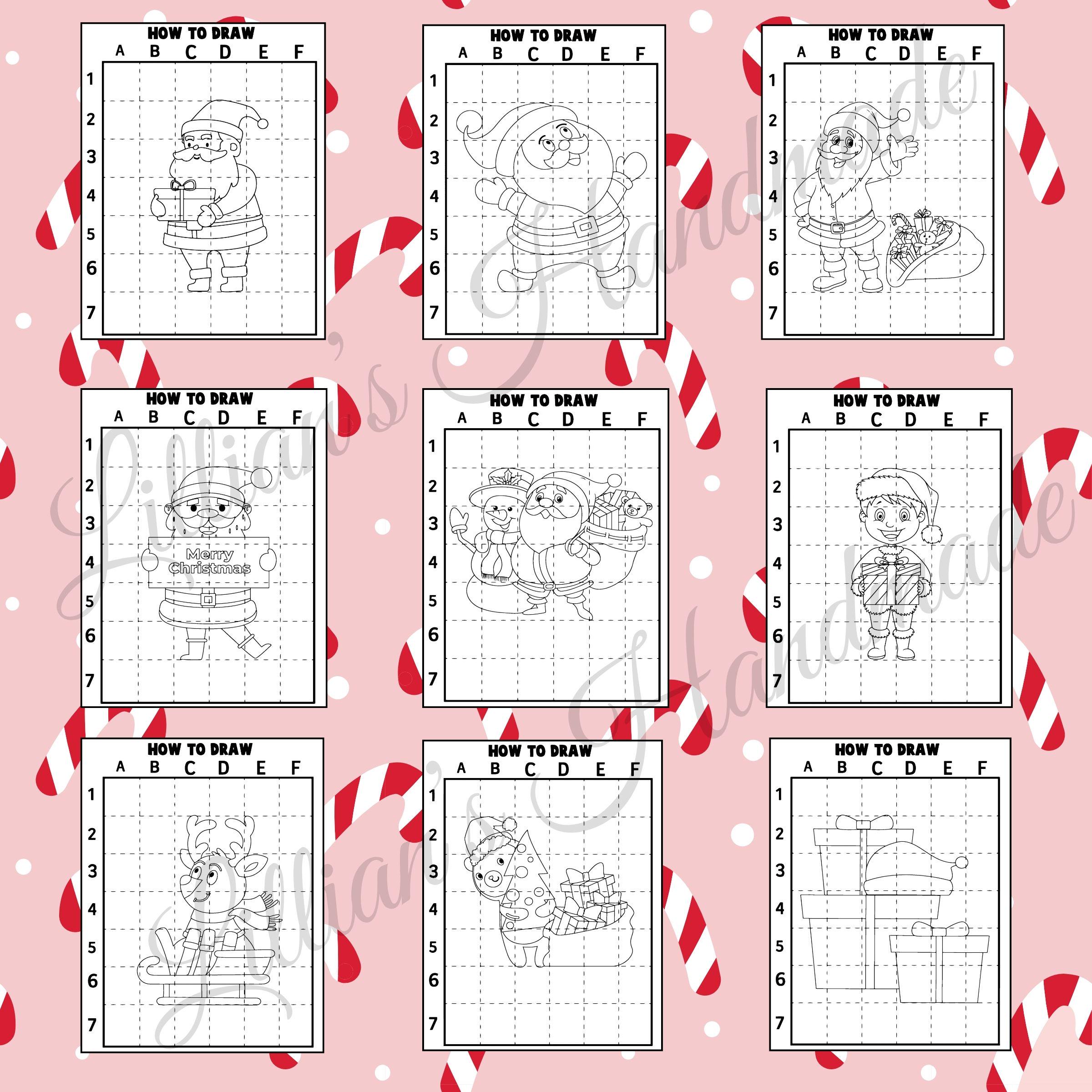 Grid Drawing, How to Draw Using Grids, Christmas Theme, 31 Drawings ...