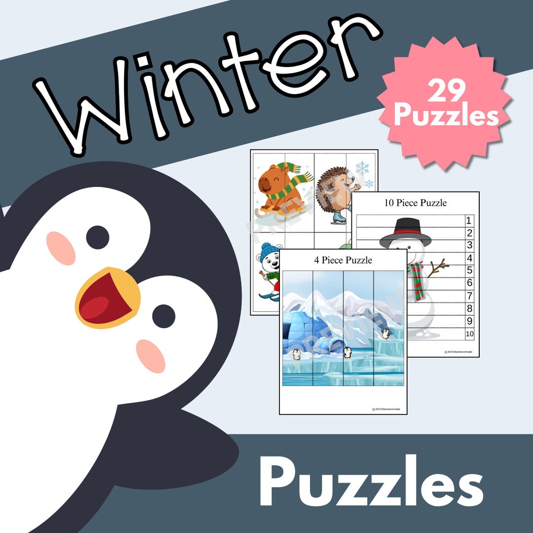 Winter Themed Puzzle Set: 29 Puzzles in 2, 4, & 10 Piece Options - Etsy