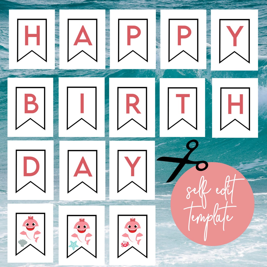 Baby Shark Birthday Banner // Girl Baby Shark Banner // Cute Baby Shark ...