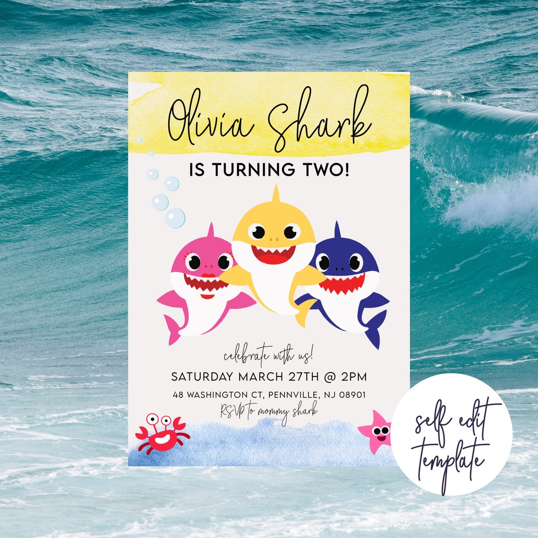 Baby Shark Birthday Invitation // Baby Shark Invite // Cute Baby Shark ...