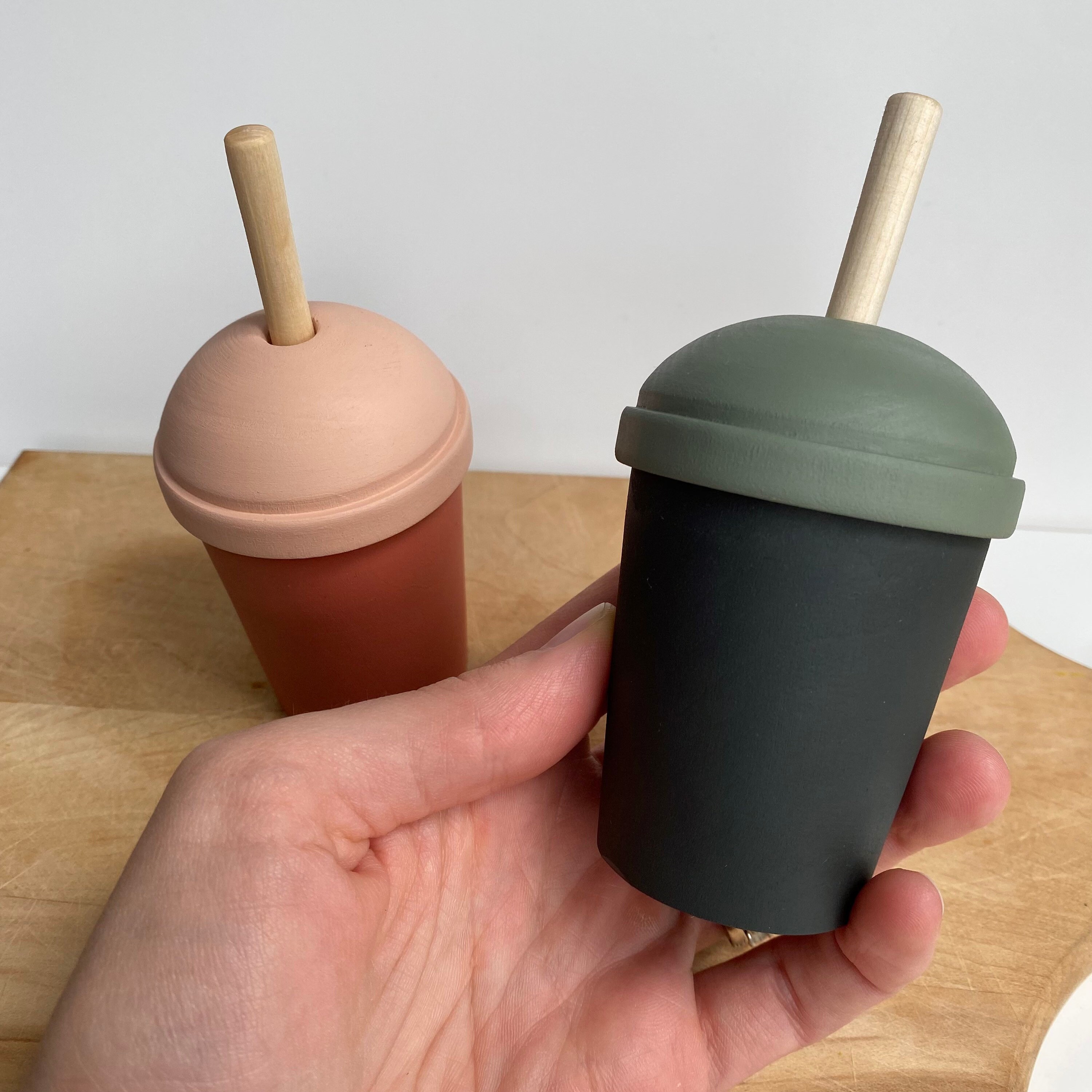 Pretend Play Kitchen Wooden Coffee Cup With Straw Montessori - Etsy