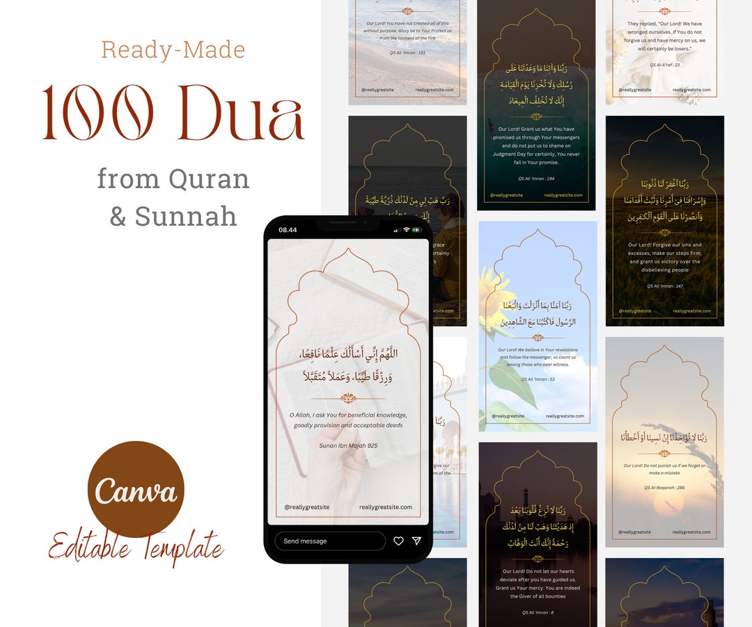 100 Duas From Quran & Sunnah - Instagram Story Format - 50 Videos and ...