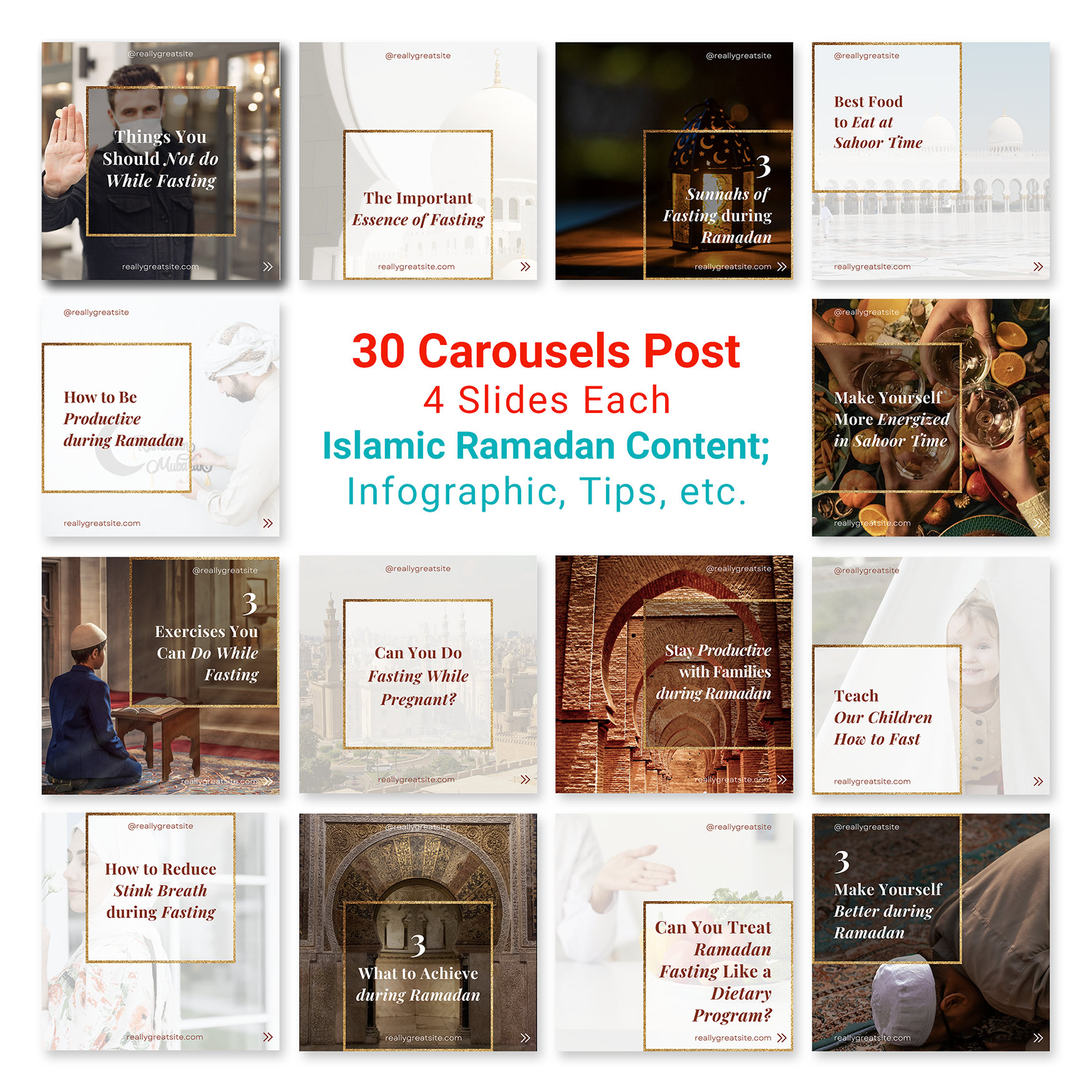 30 Ready-made Islamic Ramadan Content - Carousel Instagram Post - Etsy