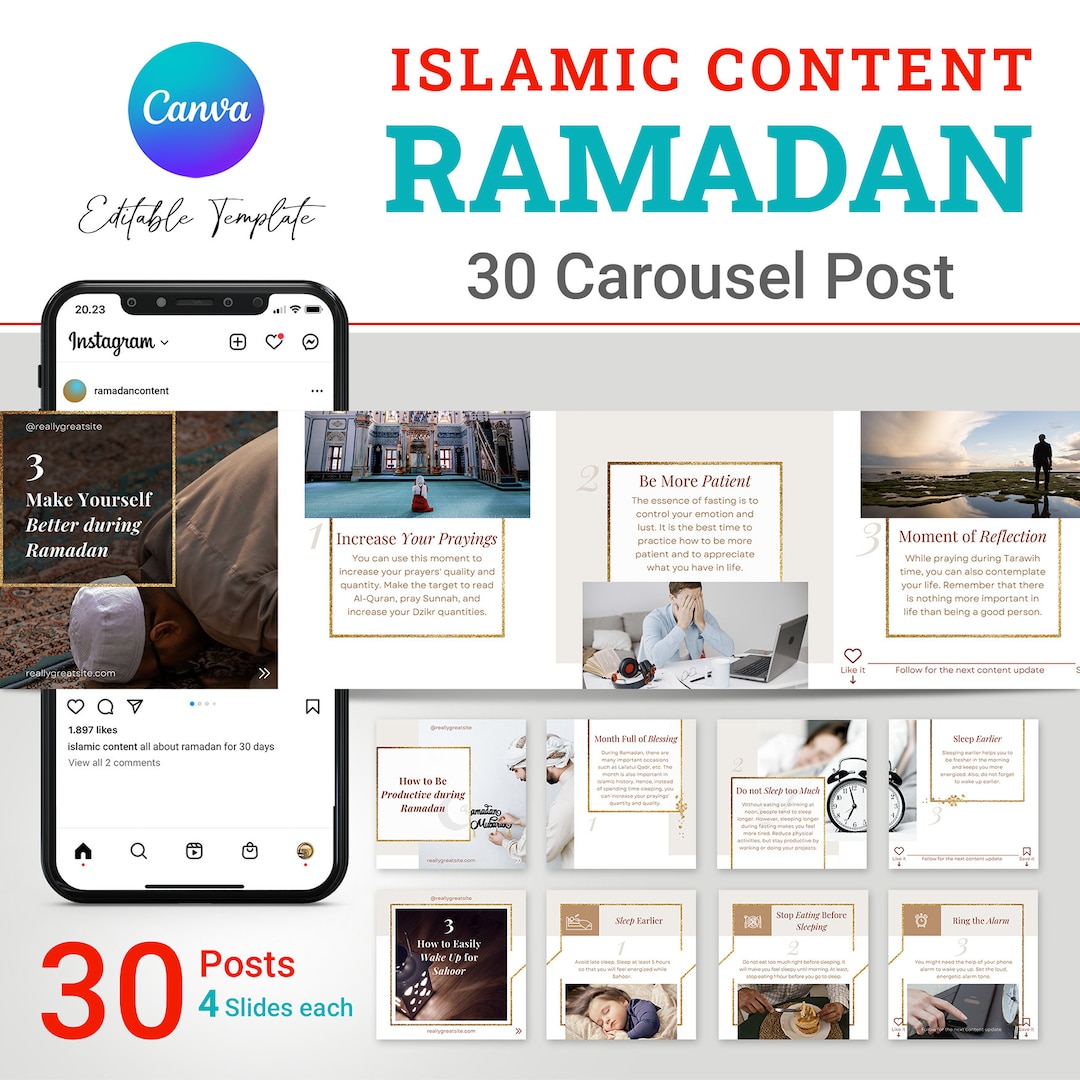 30 Ready-made Islamic Ramadan Content - Carousel Instagram Post - Etsy