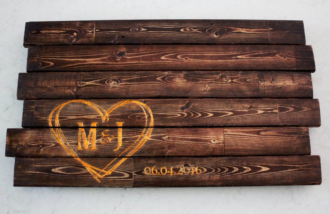 Rustic Real Wood Wedding Guest Book Sign, Custom Unique Personalized ...