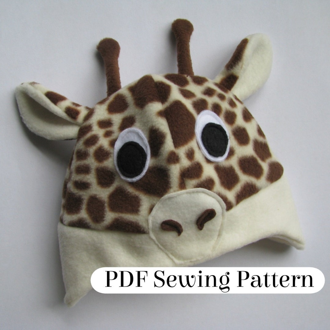 Giraffe Hat Pattern - PDF Sewing Pattern - Fleece Giraffe Hat - Animal ...