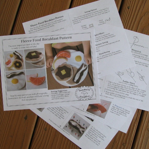 Breakfast Pattern PDF Sewing Pattern Fleece Food Breakfast Felt Food ...