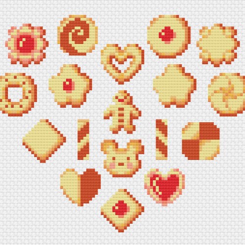 Cookie Cross Stitch Pattern / Sweet Heart Pattern / Heart - Etsy