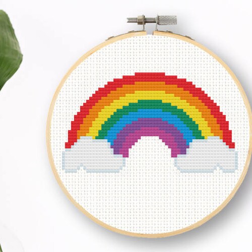 Rainbow Cross Stitch Pattern Colorful Instant Download Summer - Etsy