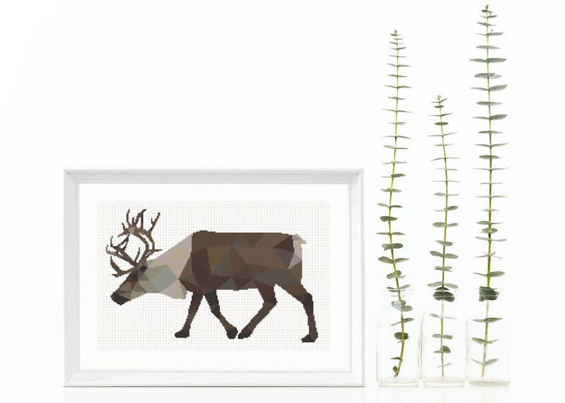 Geometric Cross Stitch Moose Deer Polygon Elk Mosaic Pattern - Etsy