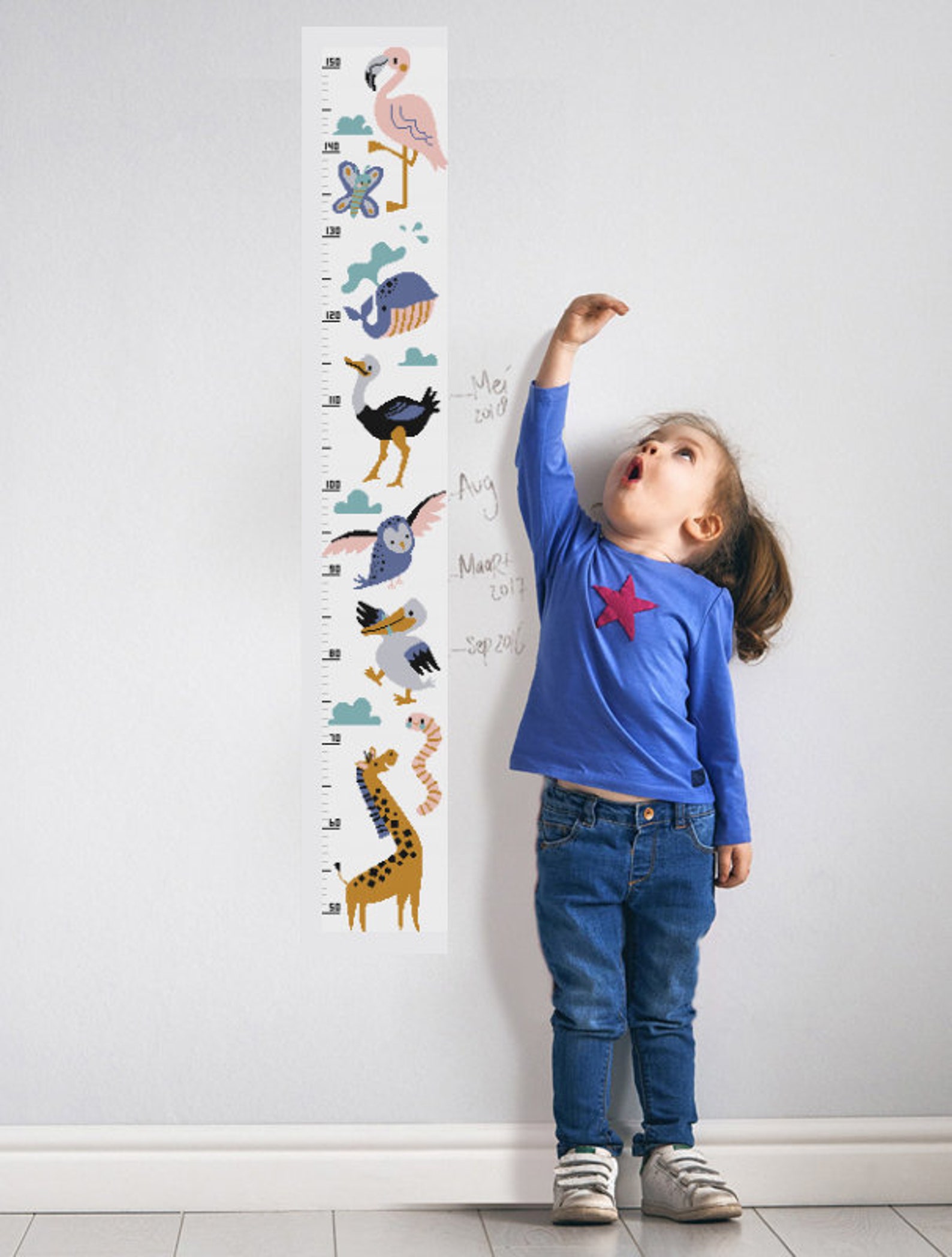 Kids Growth Chart Cross Stitch Pattern PDF, Popular Animals Instant ...