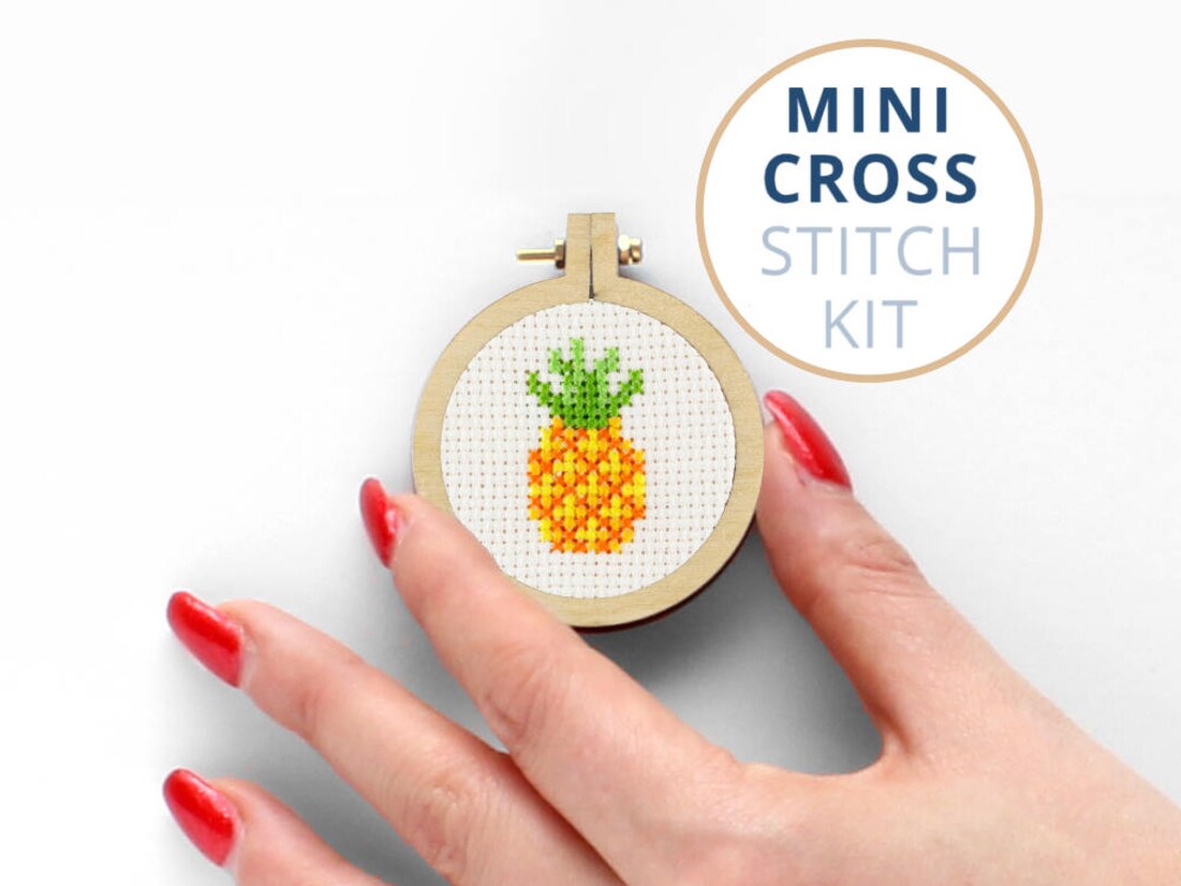 Mini Pineapple Cross Stitch Kit, Complete Cross Stitch Kit, Fruit Counted Cross Stitch Kits for ...