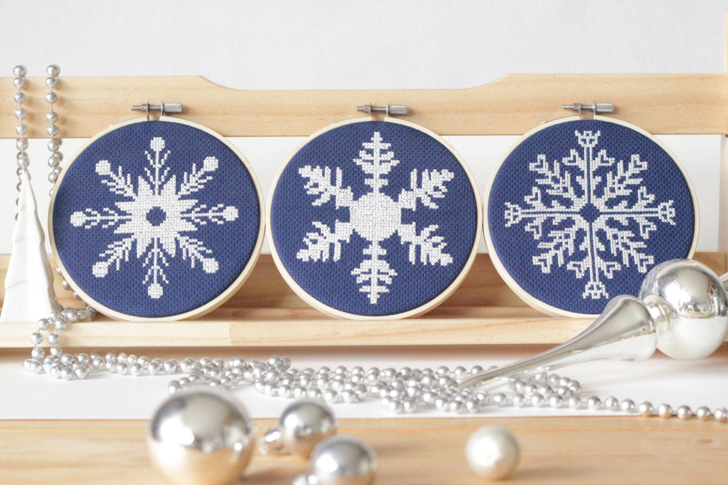 Set of Three Snowflake Pattern Set Modern Cross Stitch Sale - Etsy