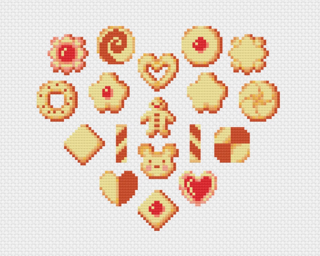 Cookie Cross Stitch Pattern / Sweet Heart Pattern / Heart Cross Stitch ...