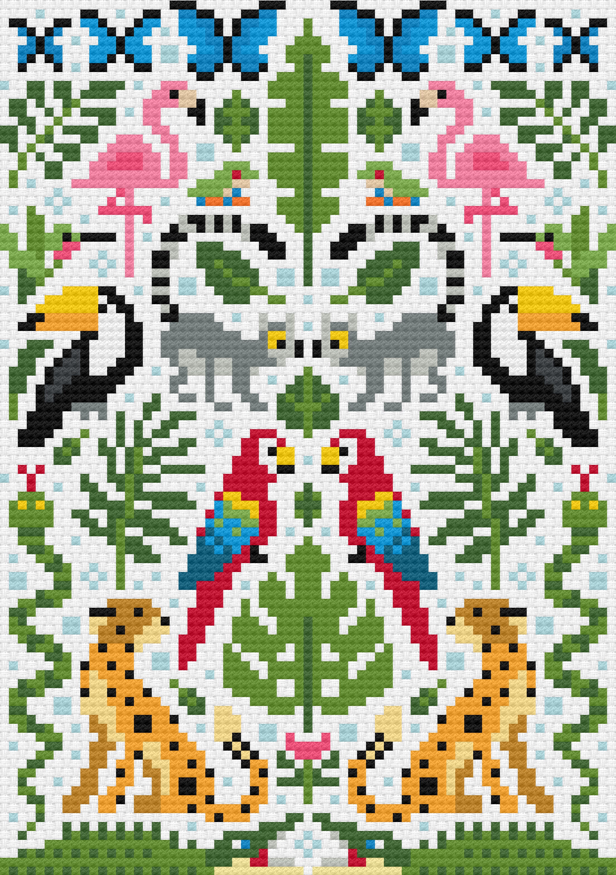 Jungle Theme Cross Stitch Pattern / Jungle Animals Cross Stitch ...