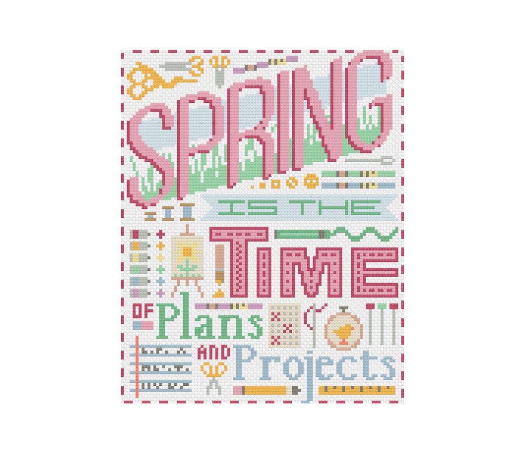 Spring is the Time Cross Stitch Pattern, Spring Stitch, Sewing Cross ...