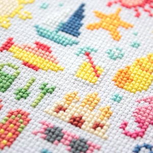 Summer Sampler Cross Stitch Pattern PDF, Beach Seasonal Instant ...