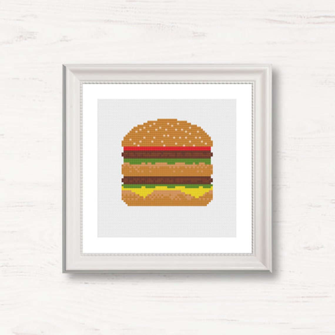 Burger Cross Stitch Pattern PDF, Cheeseburger Fast Food Instant ...