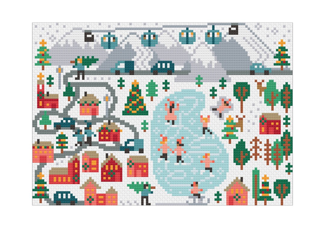 Winter Wonderland Cross Stitch Pattern / Winter Scene Embroidery / Ice ...