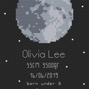 Customizable Moon Phase Cross Stitch Pattern / Under This Moon Pattern ...