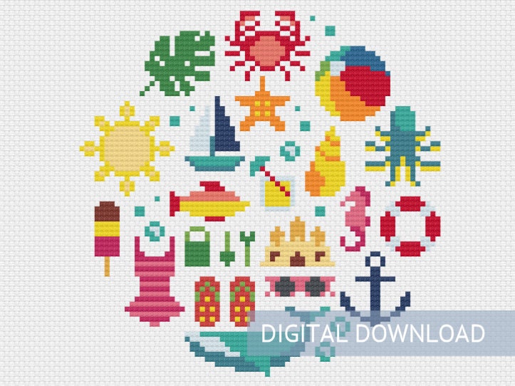 Summer Cross Stitch Pattern Sampler Cross Stitch Pattern | Etsy