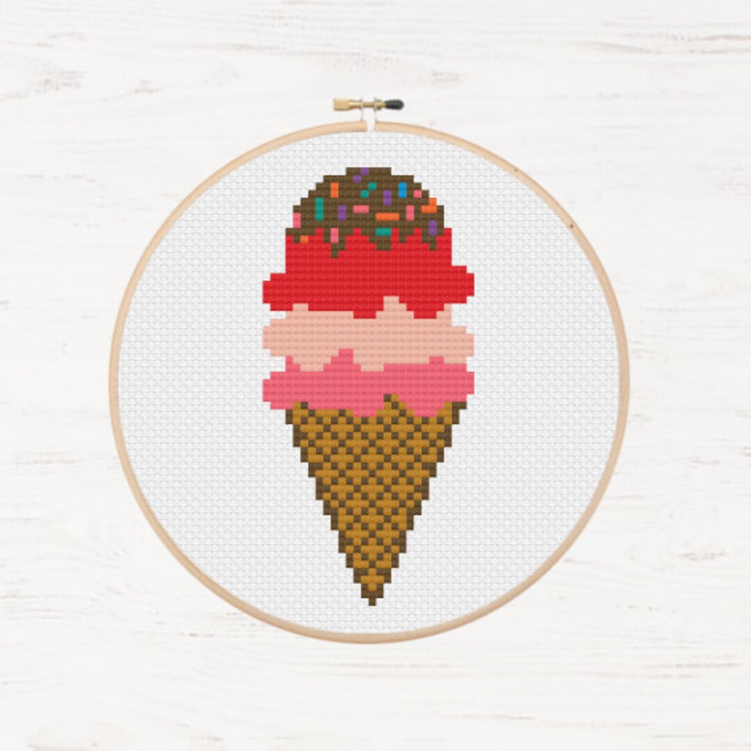 Ice Cream Cross Stitch Pattern Sundae Instant Download Summer - Etsy