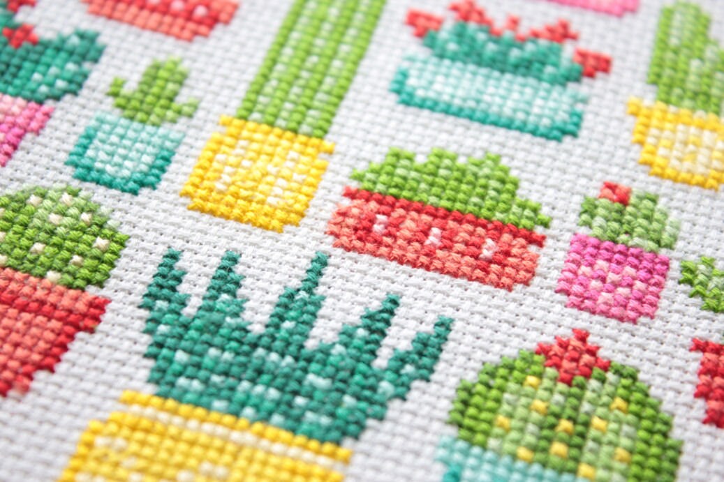 Cactus Cross Stitch Patterns Kits Design, Modern Cross Stitch, Collage ...