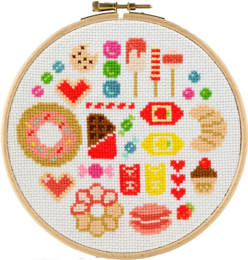 Candy Embroidery Kit Modern Cross Stitch Kit Sampler Cross | Etsy