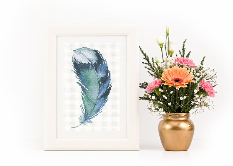 Watercolor Feather Embroidery Pattern Download Aztec Bird | Etsy