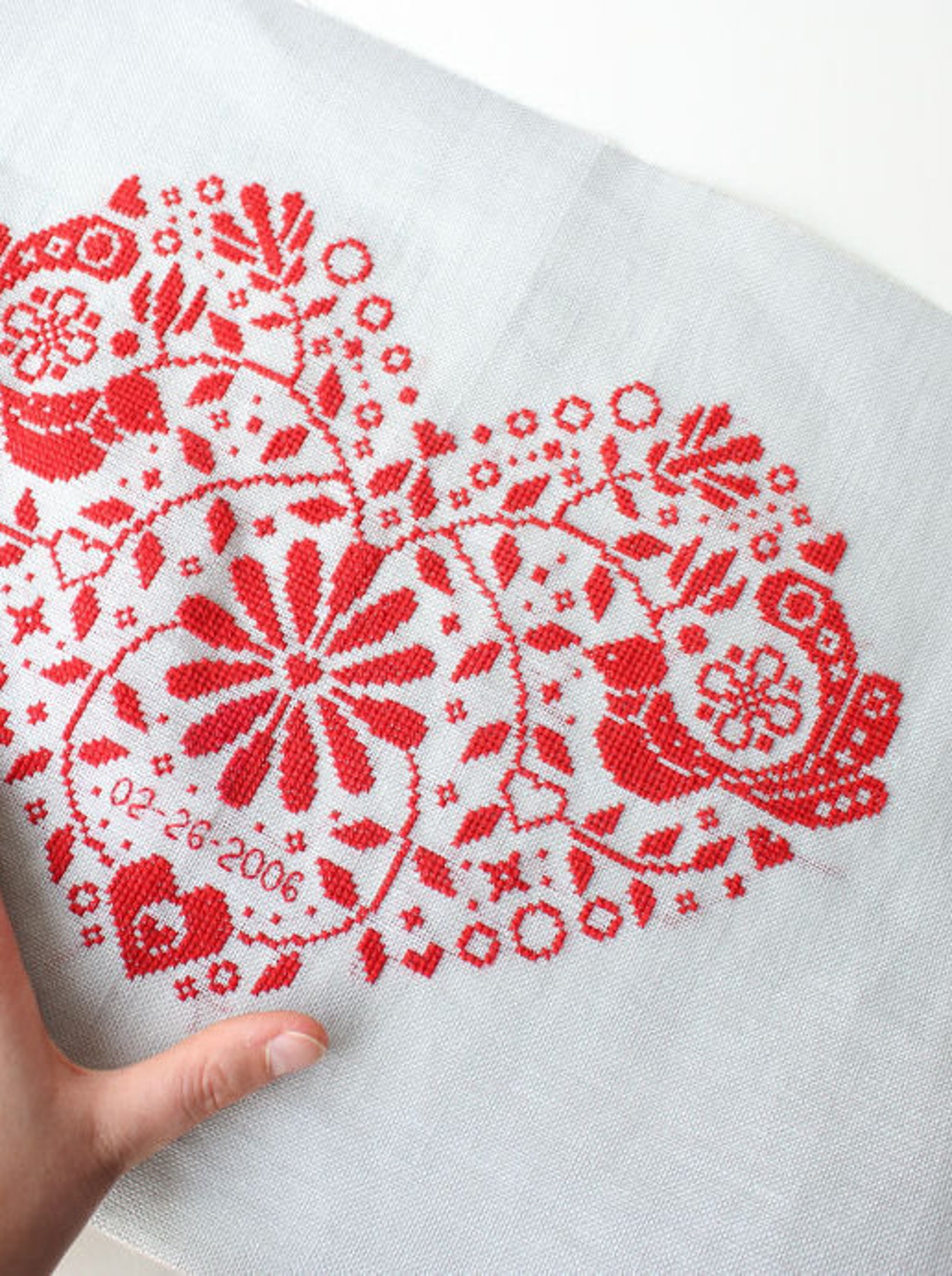 Red Heart Cross Stitch Pattern / Scandinavian Cross Stitch / Heart ...