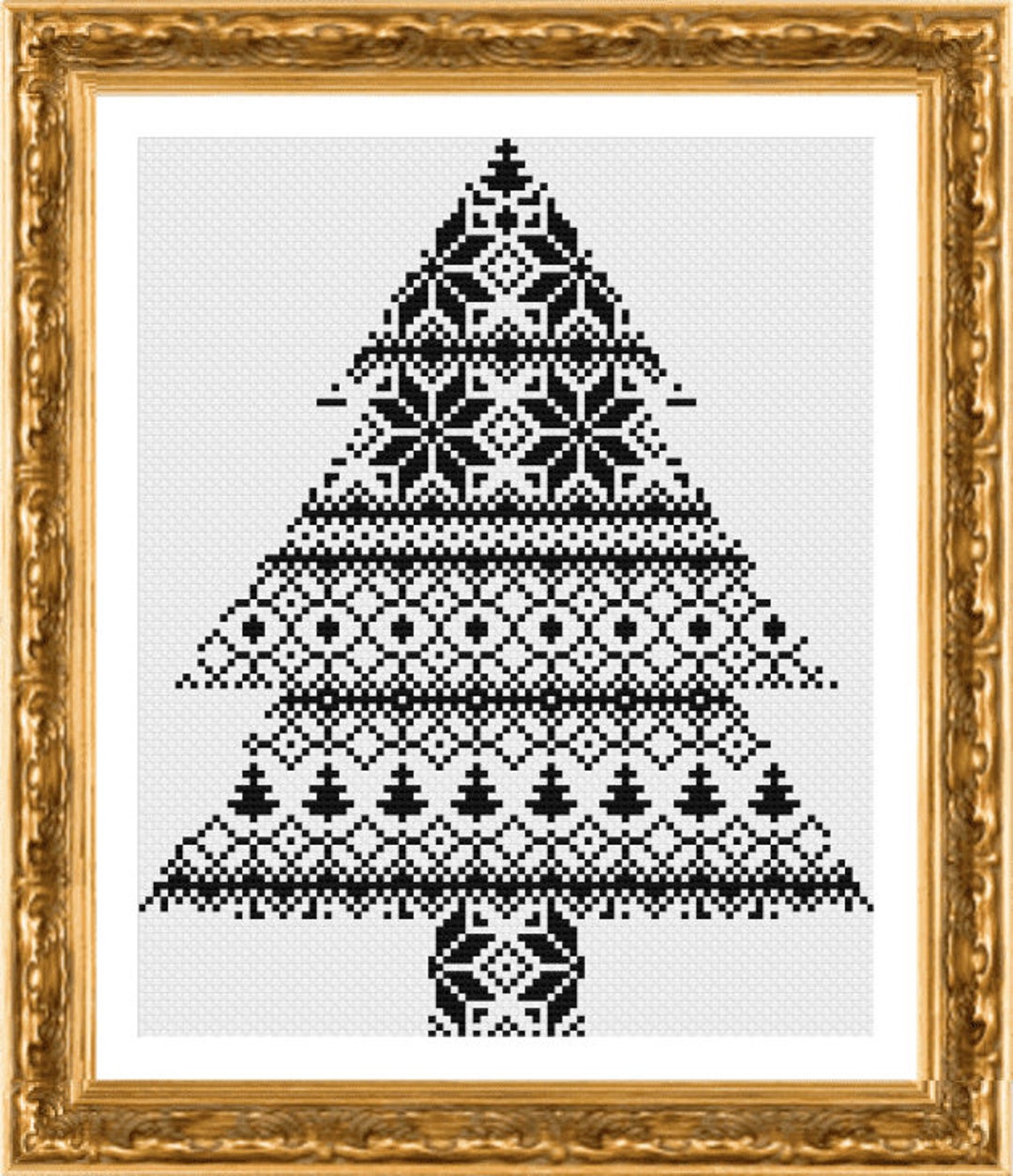 Nordic Christmas Tree Cross Stitch Pattern, Nordic Xmastree, Holiday ...