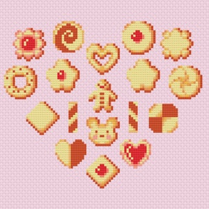Cookie Cross Stitch Pattern / Sweet Heart Pattern / Heart Cross Stitch ...