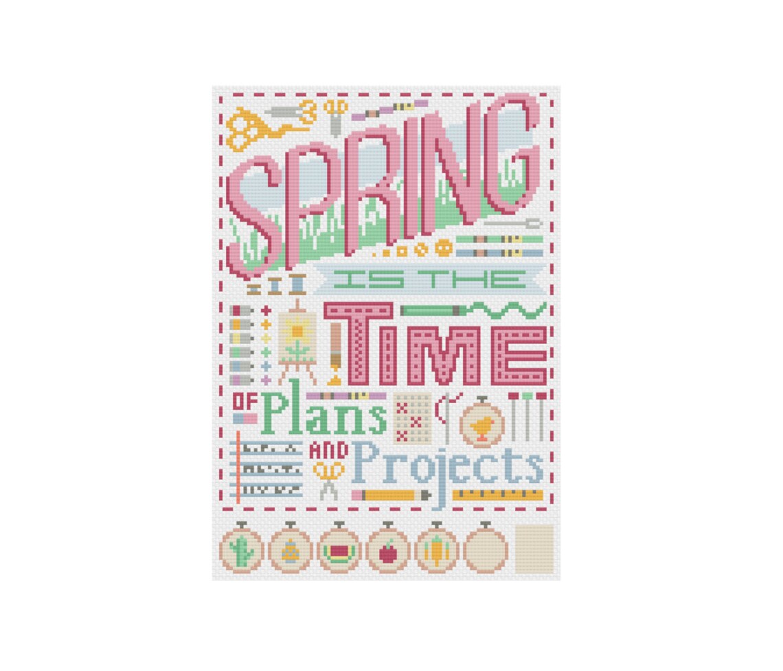 Spring is the Time Cross Stitch Pattern / Spring Cross Stitch | Etsy