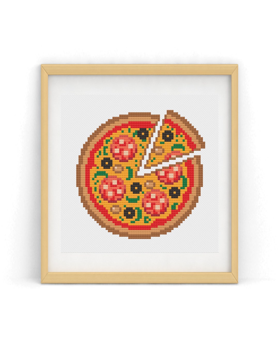 Pizza Cross Stitch Patternpizza Crossdelicious Craft Tasty - Etsy