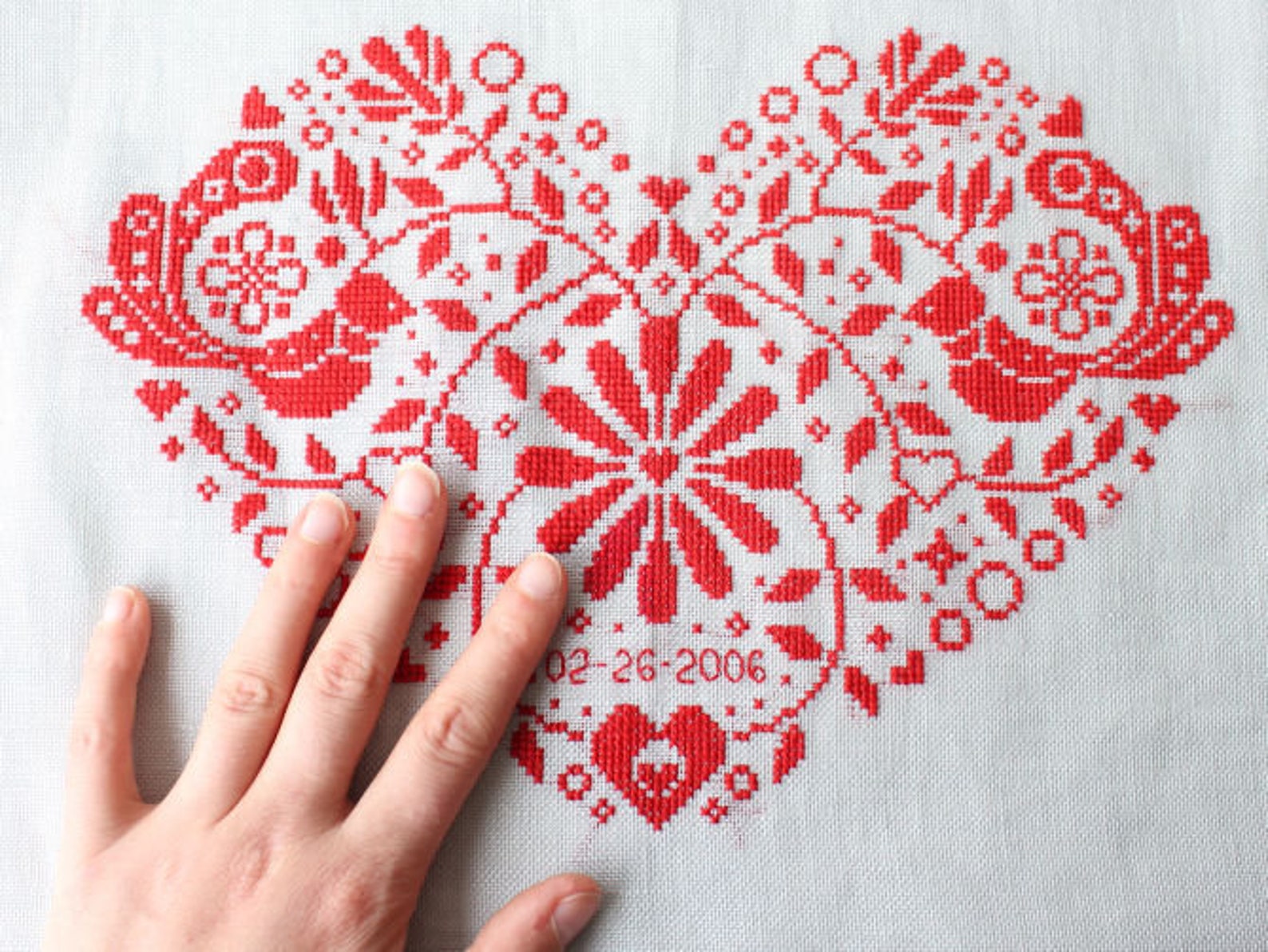 Red Heart Cross Stitch Pattern / Scandinavian Cross Stitch / Heart ...