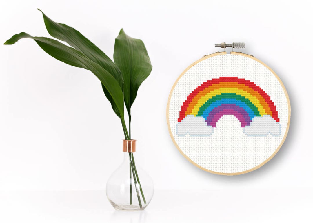 Rainbow Cross Stitch Pattern Colorful Instant Download Summer - Etsy