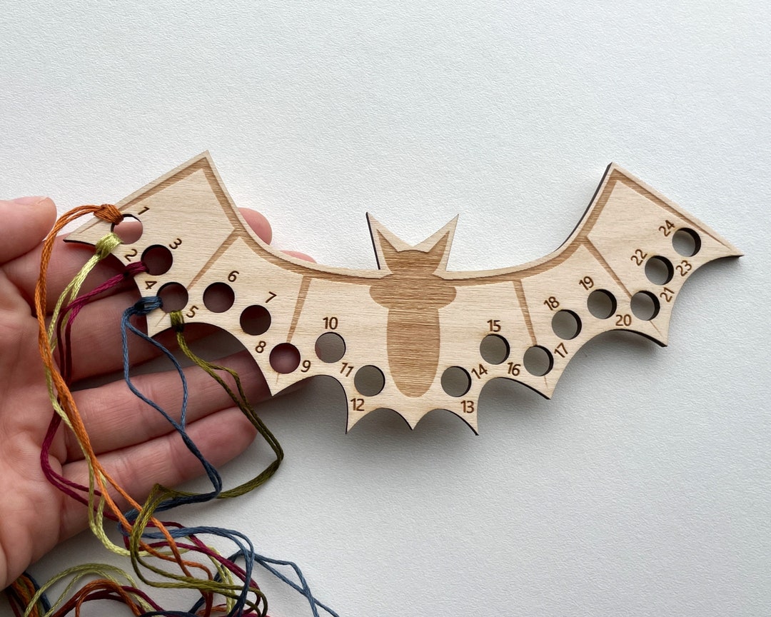 Wooden Spooky Bat Floss Holder / Lasercut Bat Thread Holder / Bat Floss ...