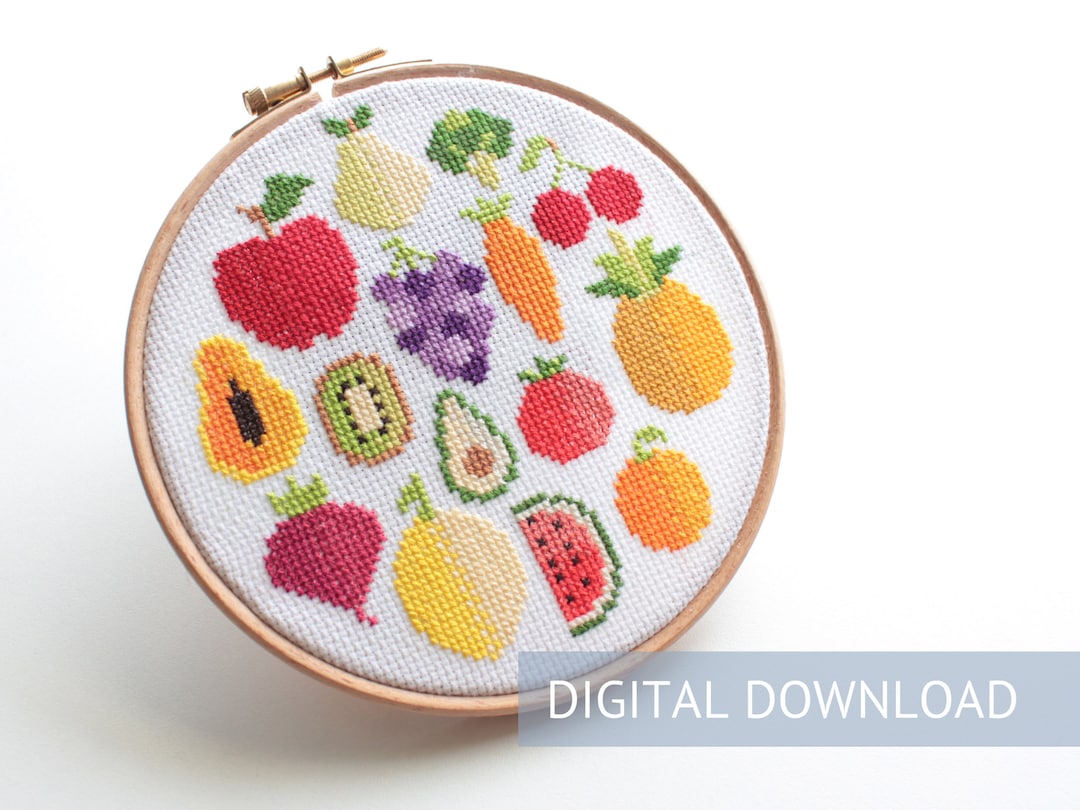 Fruit Cross Stitch Pattern / Vegetable Cross Stitch Pattern / Cute ...