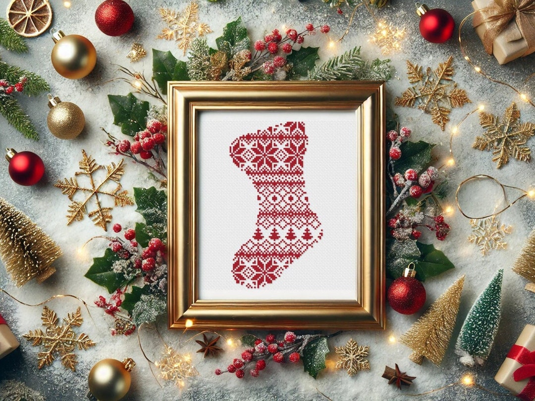 Nordic Stocking Cross Stitch Pattern, Nordic Stocking, Holiday Craft ...