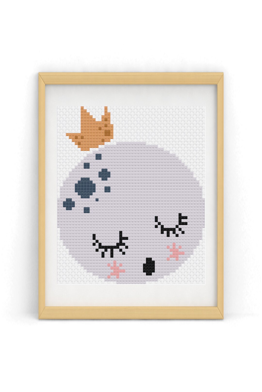 Moon With Crown Cross Stitch Pattern, Moon With Crown, Heavenly ...