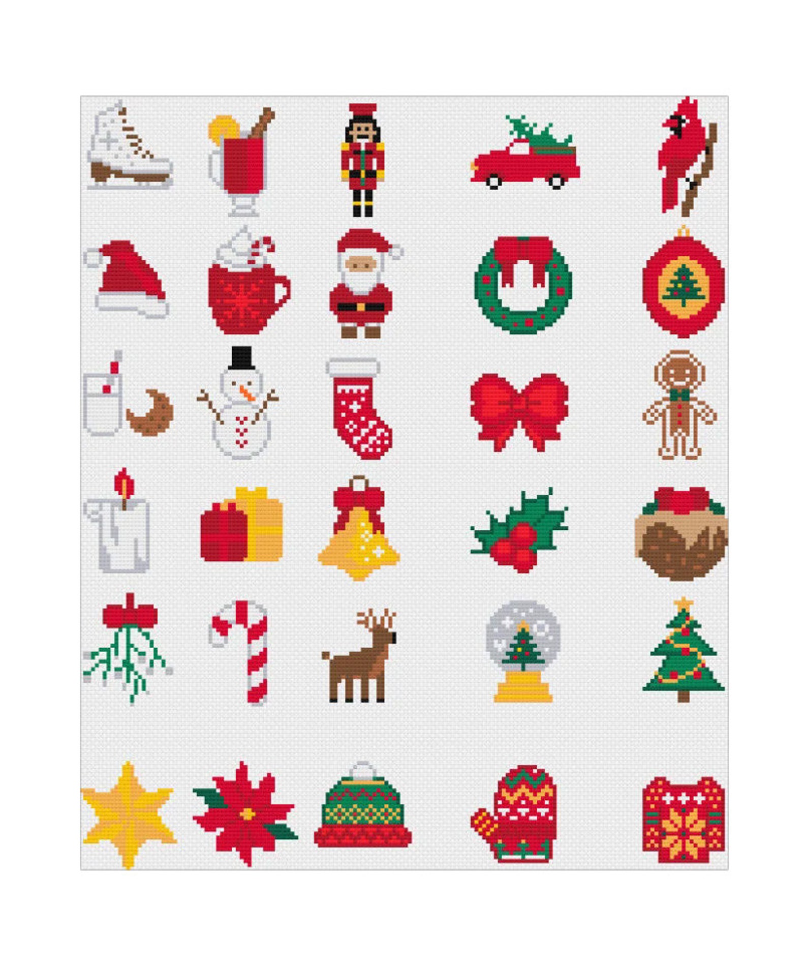 30 Tiny Christmas Cross Stitch Patterns PDF, Mini Ornament Set Instant ...