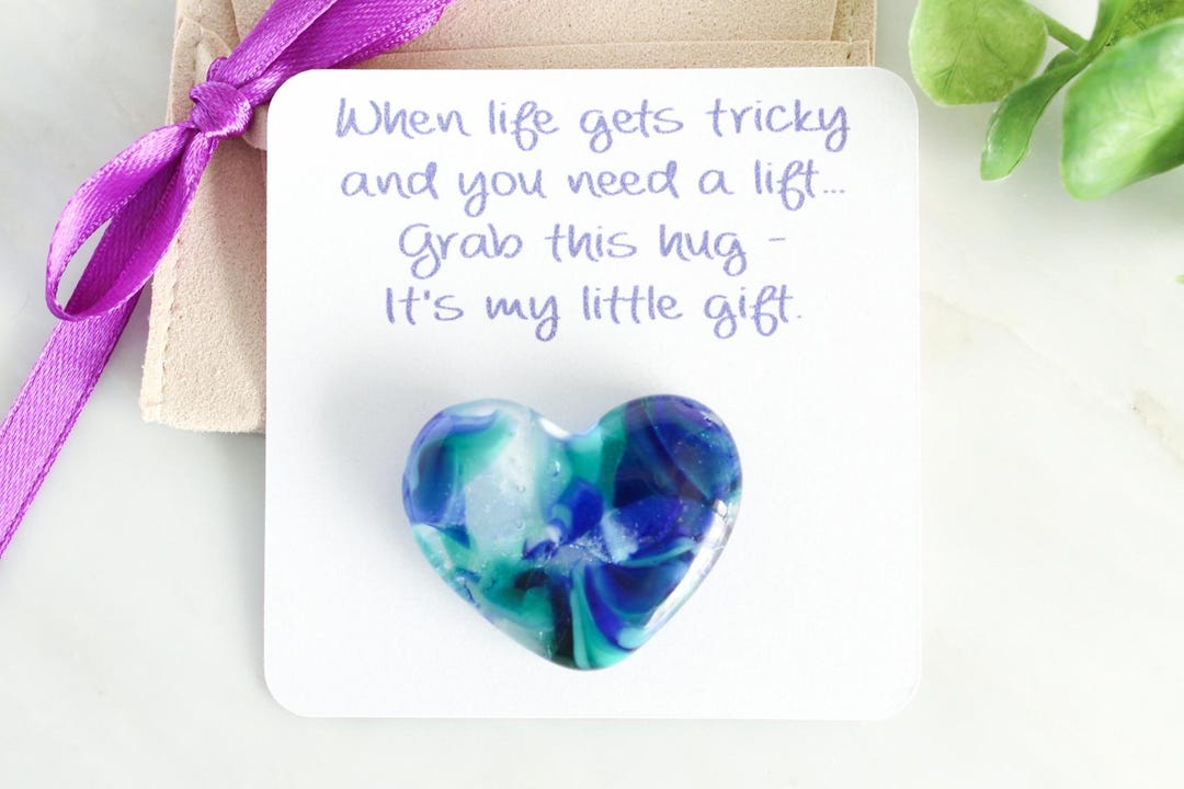 Stained Glass Heart Pocket Hug, Friendship Comfort Gift, Long Distance ...