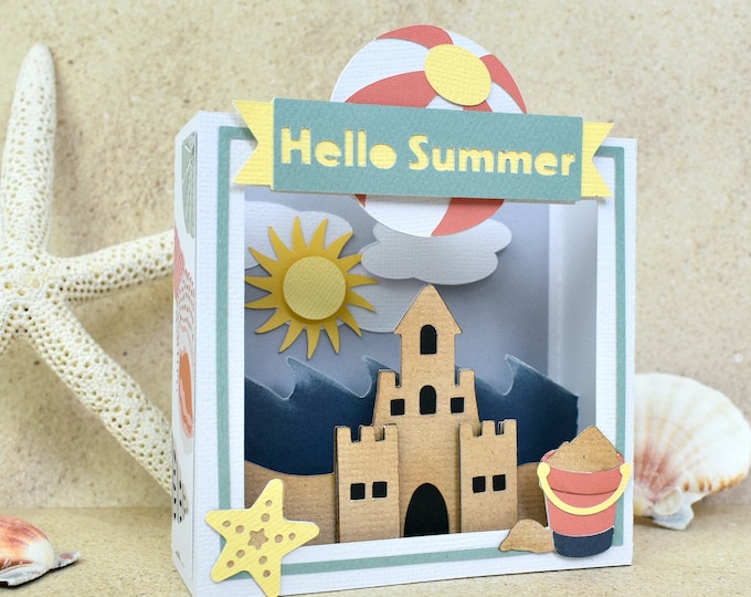 Hello Summer Beach Box Card With Envelope SVG Files for - Etsy